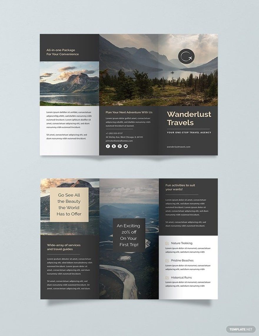 Travel Brochure Illustrator Templates Design Free Download Template