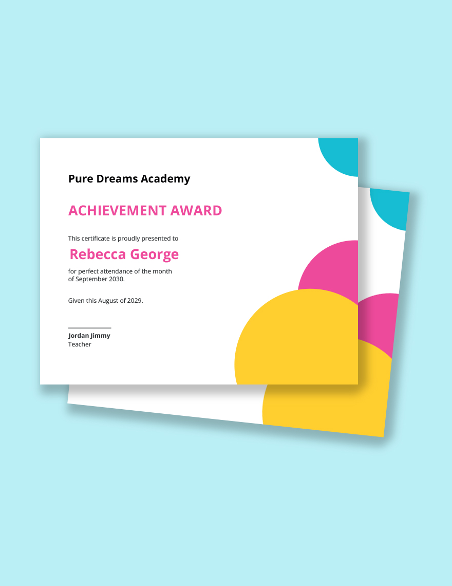 Kindergarten Award Certificate Template Google Docs Word Apple 