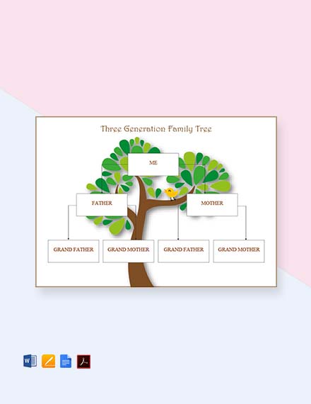 Three Generation Family Tree Template Word Apple Pages PDF 