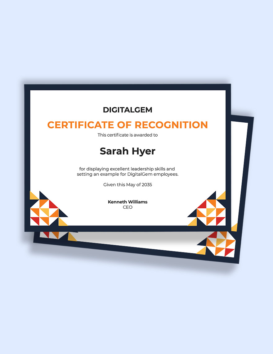 Border For Certificate Of Recognition Template Word Template