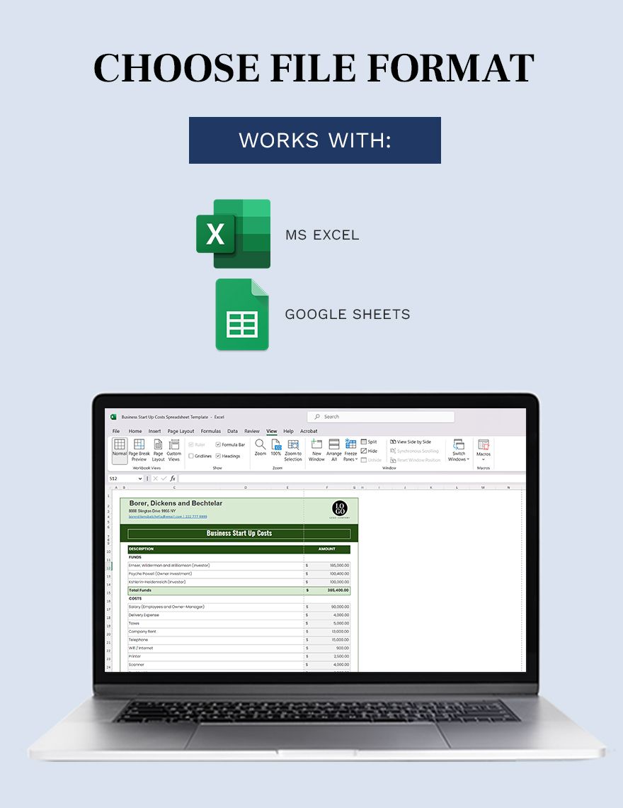 Business Start Up Costs Spreadsheet Template - Google Docs, Google ...