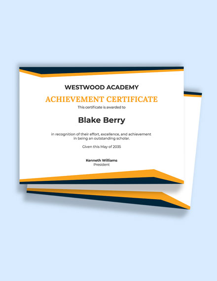 Academic Achievement Certificate Template - Word | Template.net