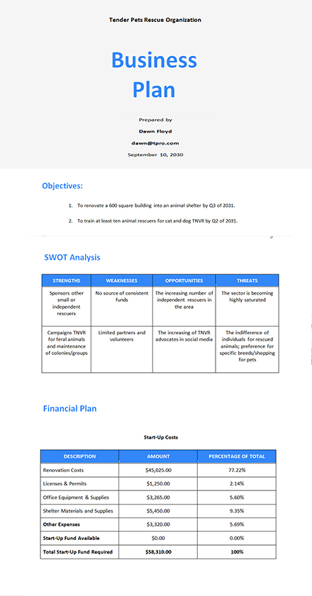 FREE Startup Business Plan Templates In Microsoft Word DOC Template