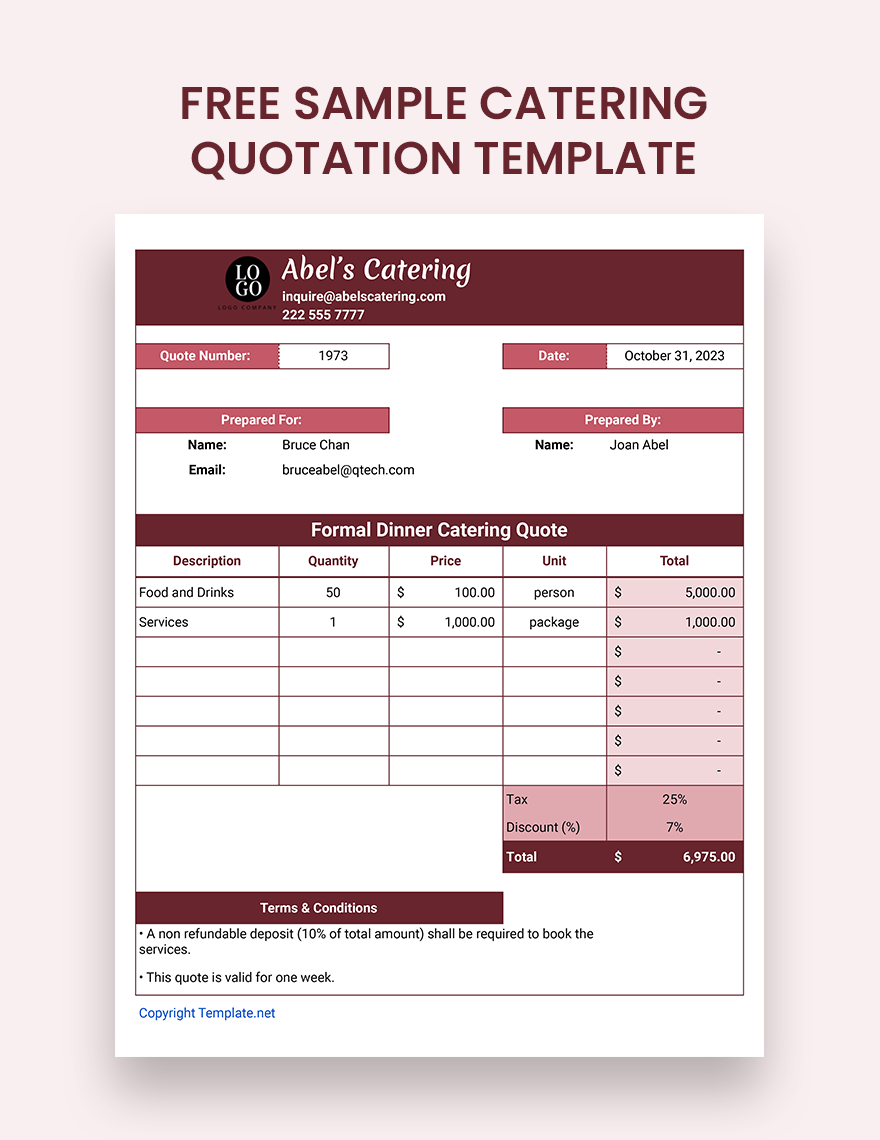Free Request for Quotation for Catering Services Template - Word ...