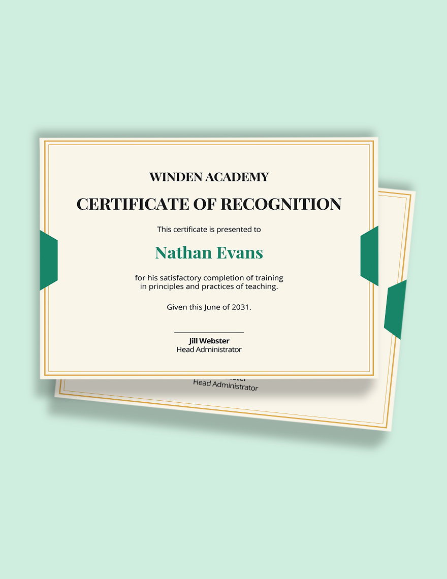 Free Teaching Certificate Format Template Word Template