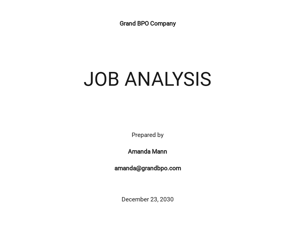 Job Analysis Template - Google Docs, Word, Apple Pages, PDF | Template.net