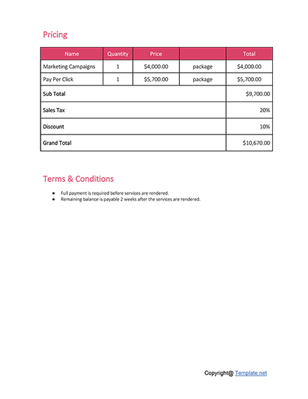 Free Sample Marketing Quotation Template - Google Docs, Google Sheets ...