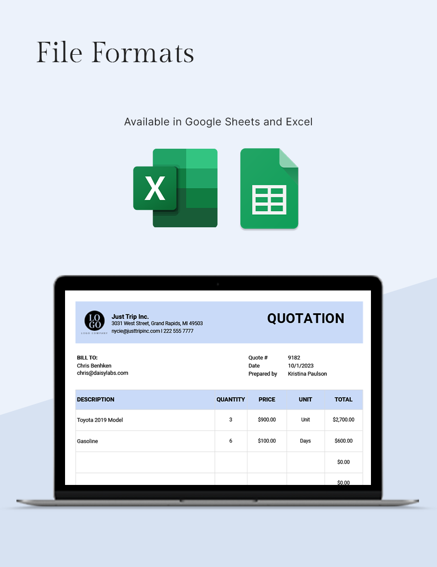Free Car Rental Quotation Template - Download in Word, Google Docs ...