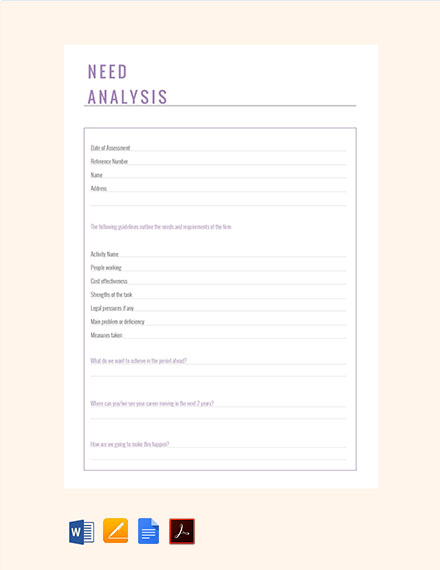 Need Analysis Template - Google Docs, Word | Template.net