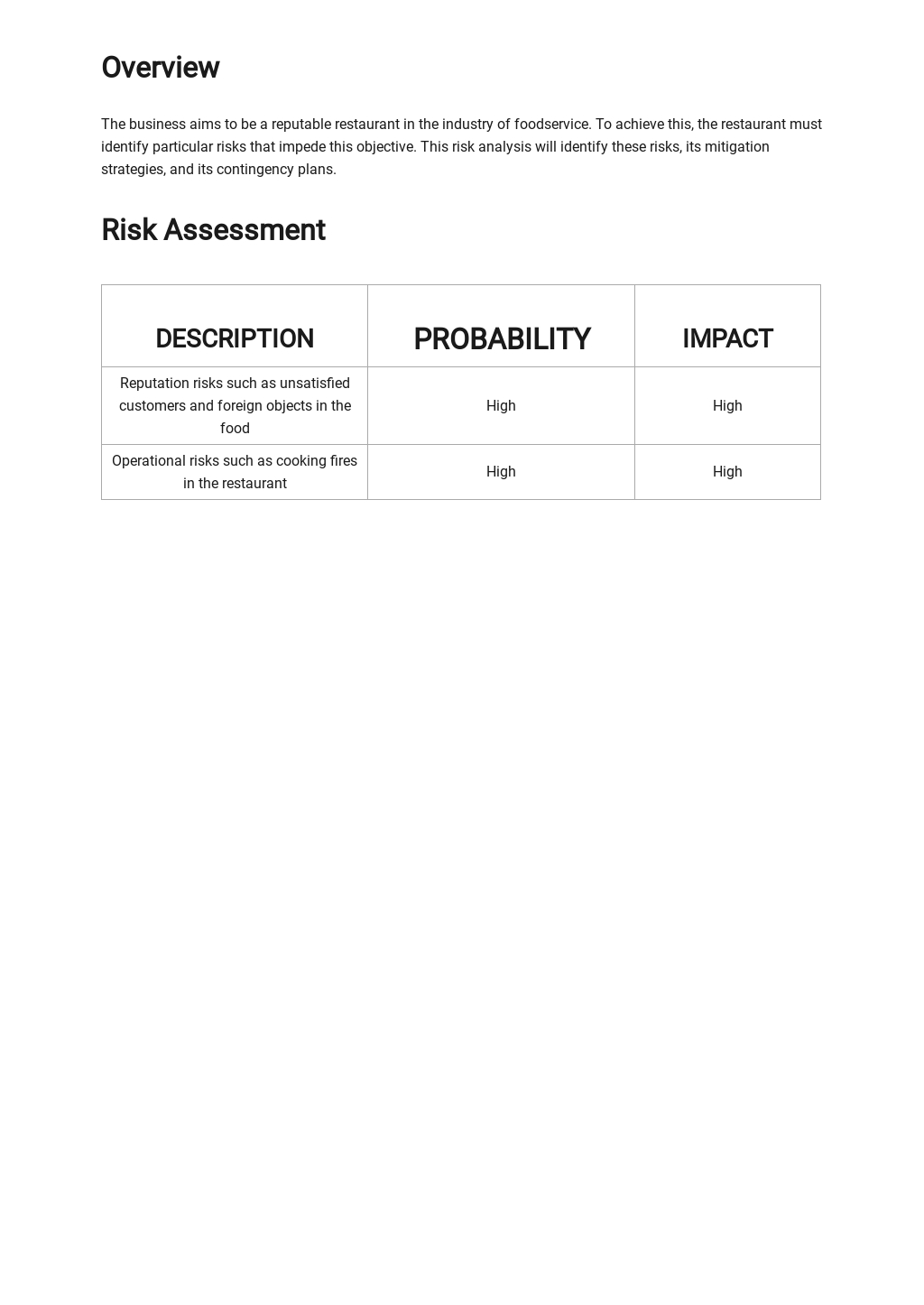 Risk Analysis Template - Google Docs, Word | Template.net
