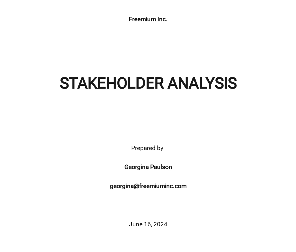 Stakeholder Analysis Template - Google Docs, Word, Apple Pages, PDF ...