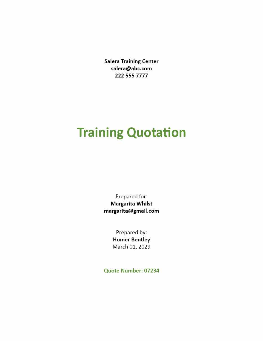 Simple Business Quotation Format Template - Google Docs, Google Sheets ...