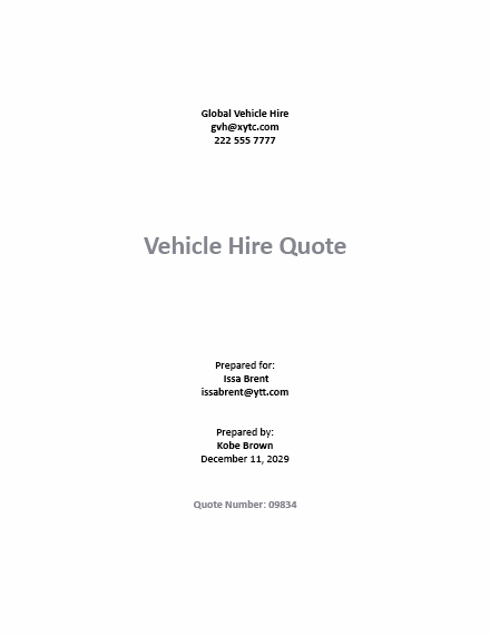 Sample Vehicle Quotation Template - Google Docs, Google Sheets, Excel ...