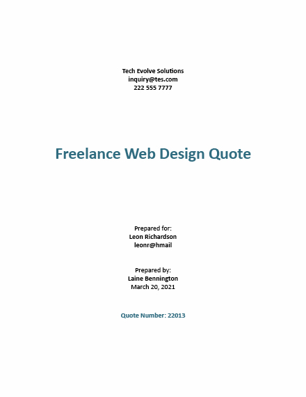 Free Sample Freelance Quote Template - Google Docs, Google Sheets ...