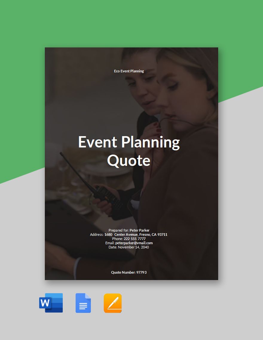 Sample Event Planning Quotation Template Download In Word Google 