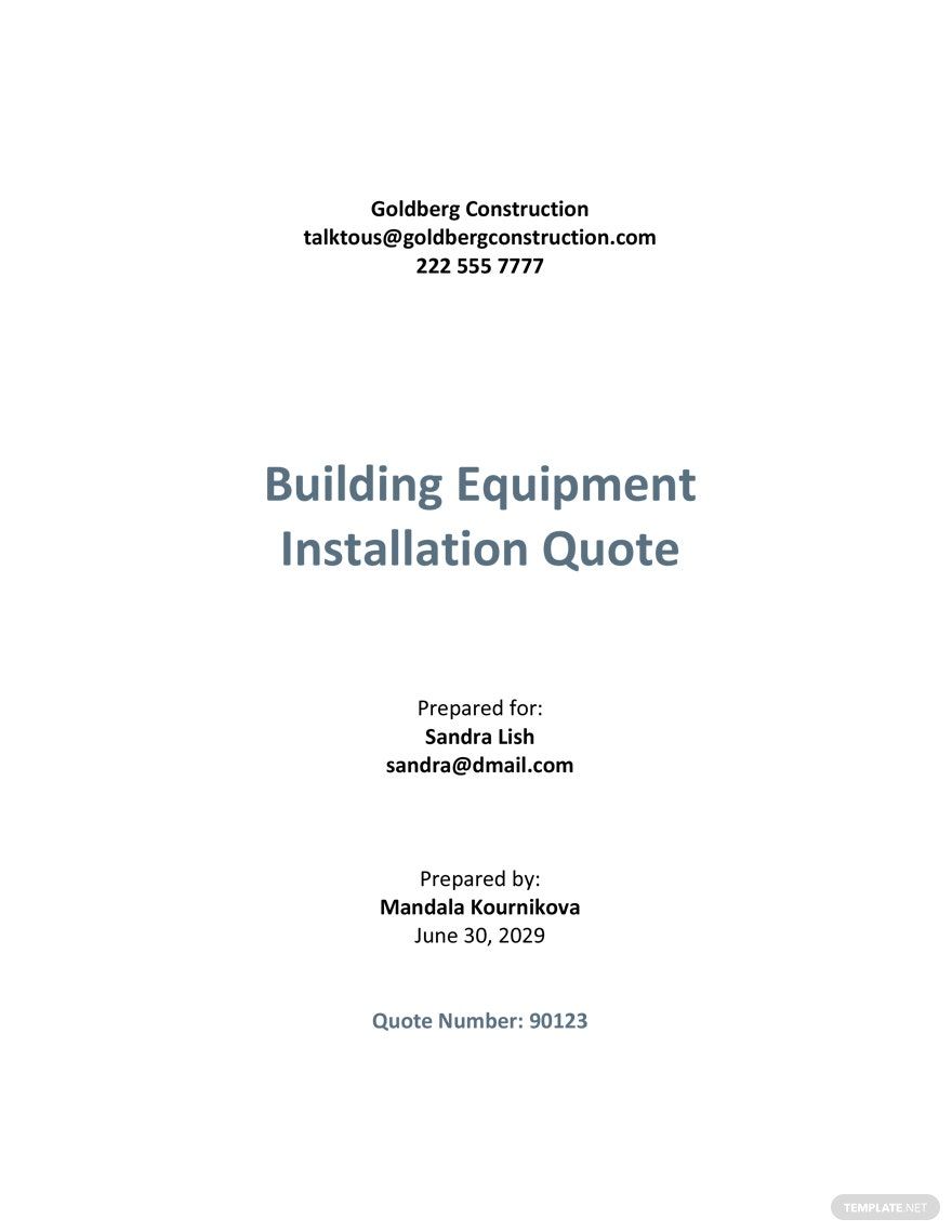 Building Repair Quotation Template - Google Docs, Google Sheets, Excel, Word, Apple Numbers ...