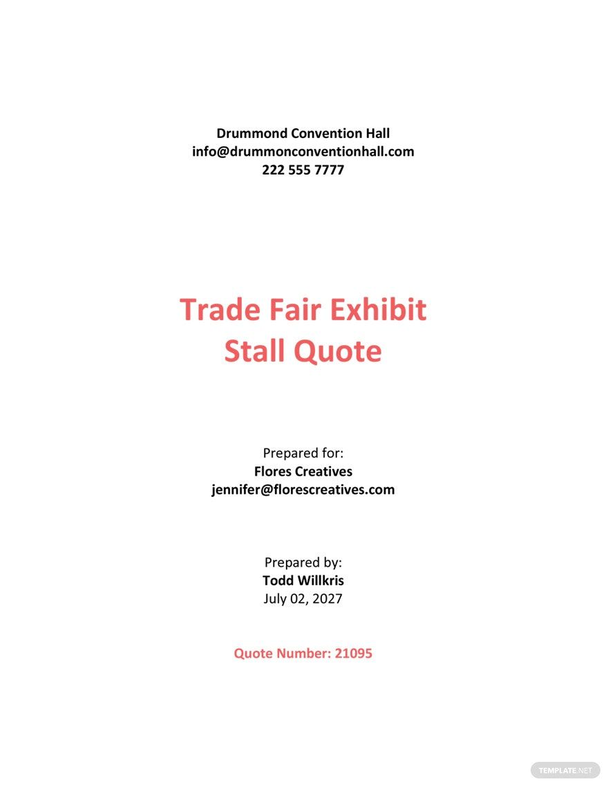 Exhibition Stall Quotation Template - Google Docs, Google Sheets, Excel ...