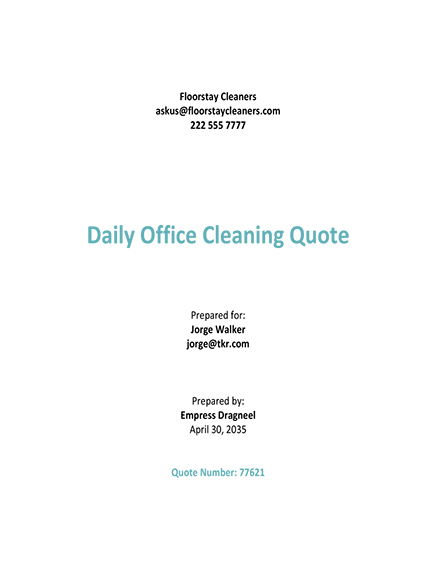 Sample Quotation Template For Cleaning Services [Free PDF] - Word