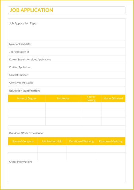 Free Employment Application Form Template: Download 67+ Forms in Word ...