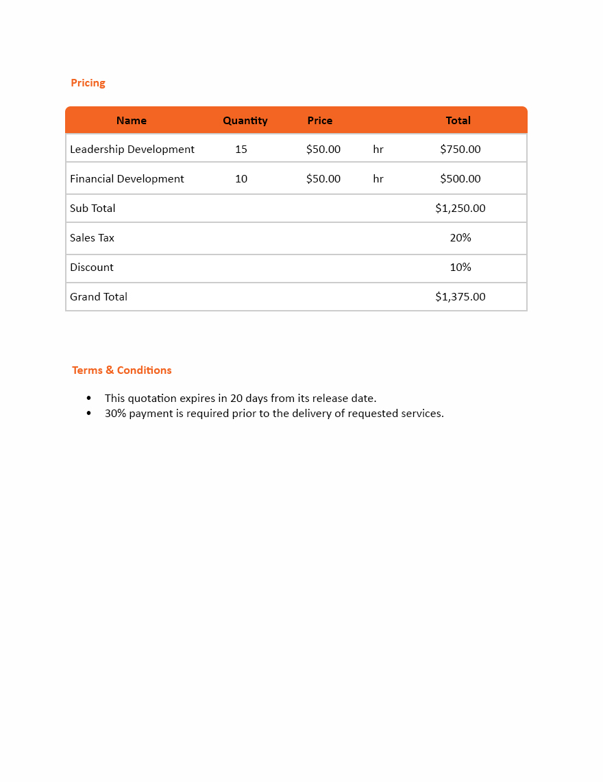 Free Free Sample Consultant Quotation Template - Google Docs, Google ...