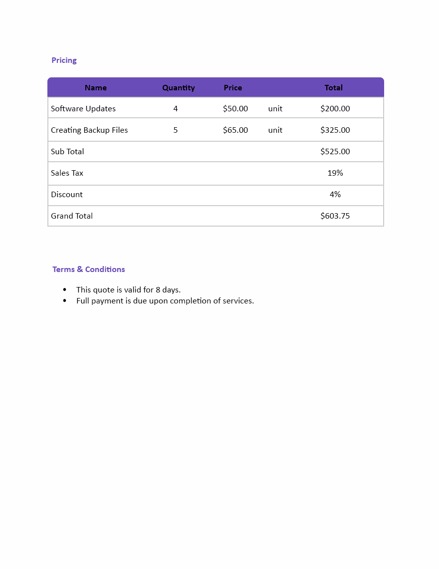 Free Free Website Maintenance Quotation Template - Google Docs, Google ...