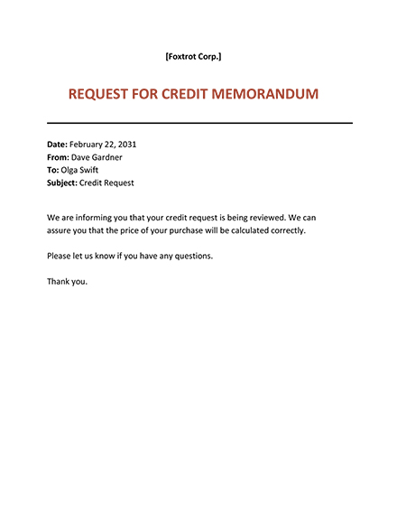 Free Blank Credit Memo Template - Word | Template.net