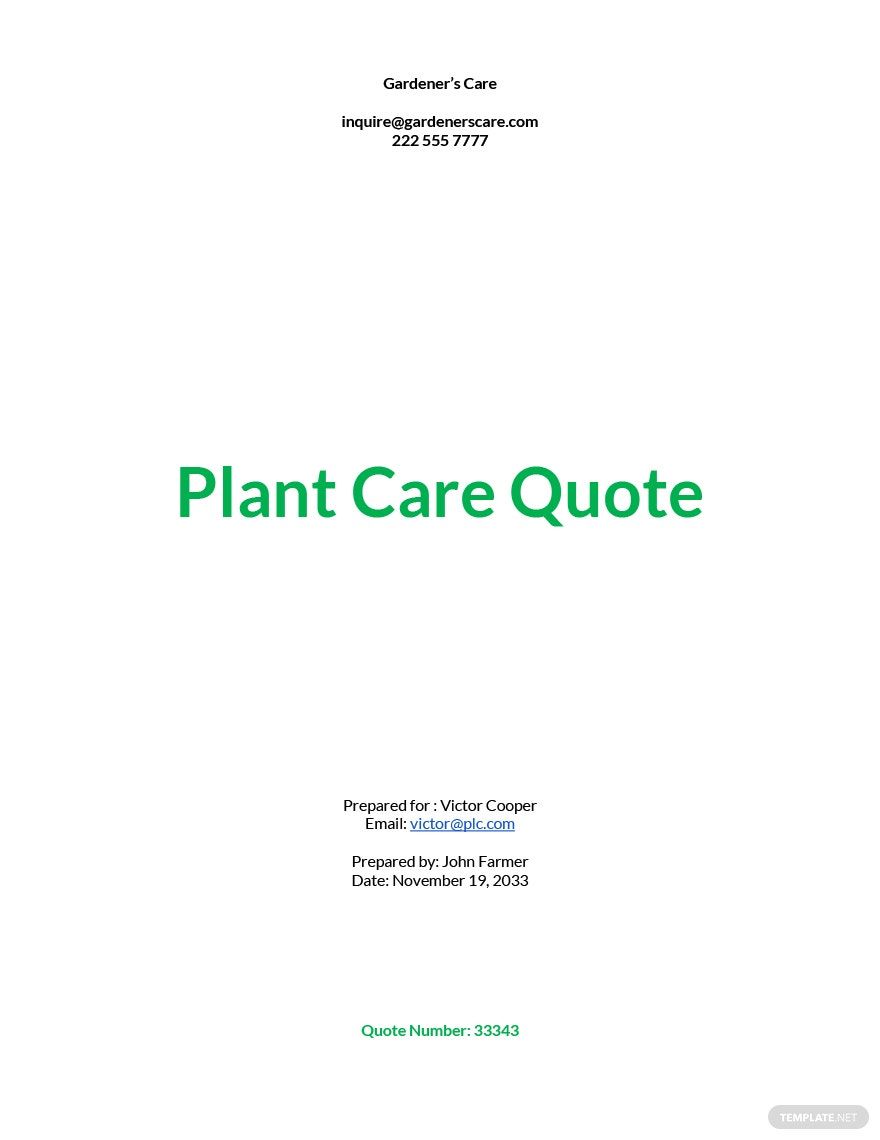 Garden Maintenance Quote Template Google Docs Google Sheets Excel 
