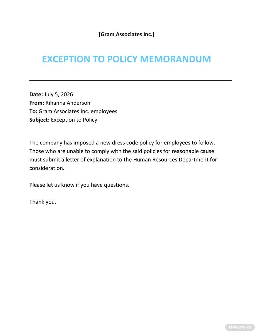 Sample Policy Memo Template Google Docs Word Apple Pages PDF Template