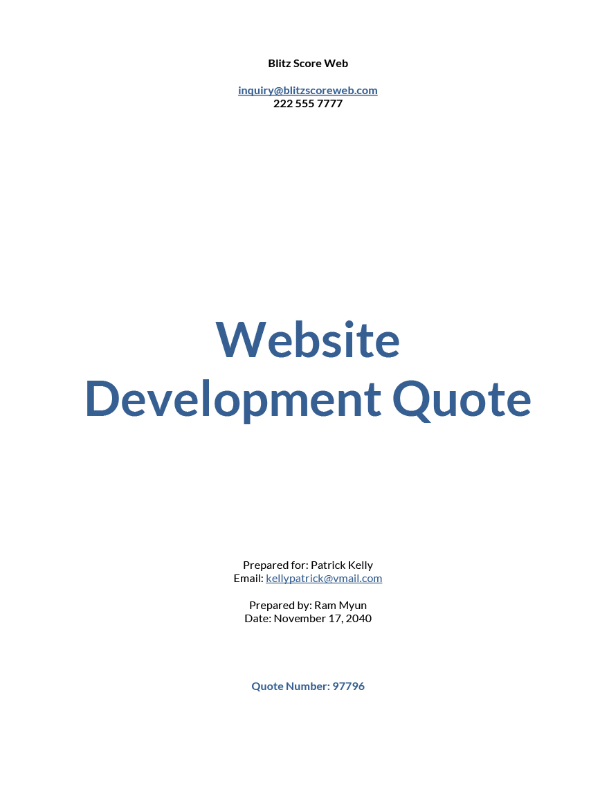 Free Sample Website Quotation Template - Google Docs, Google Sheets ...