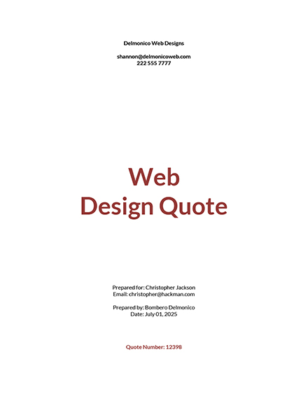 Sample Website Development Quotation Template - Google Docs, Google ...