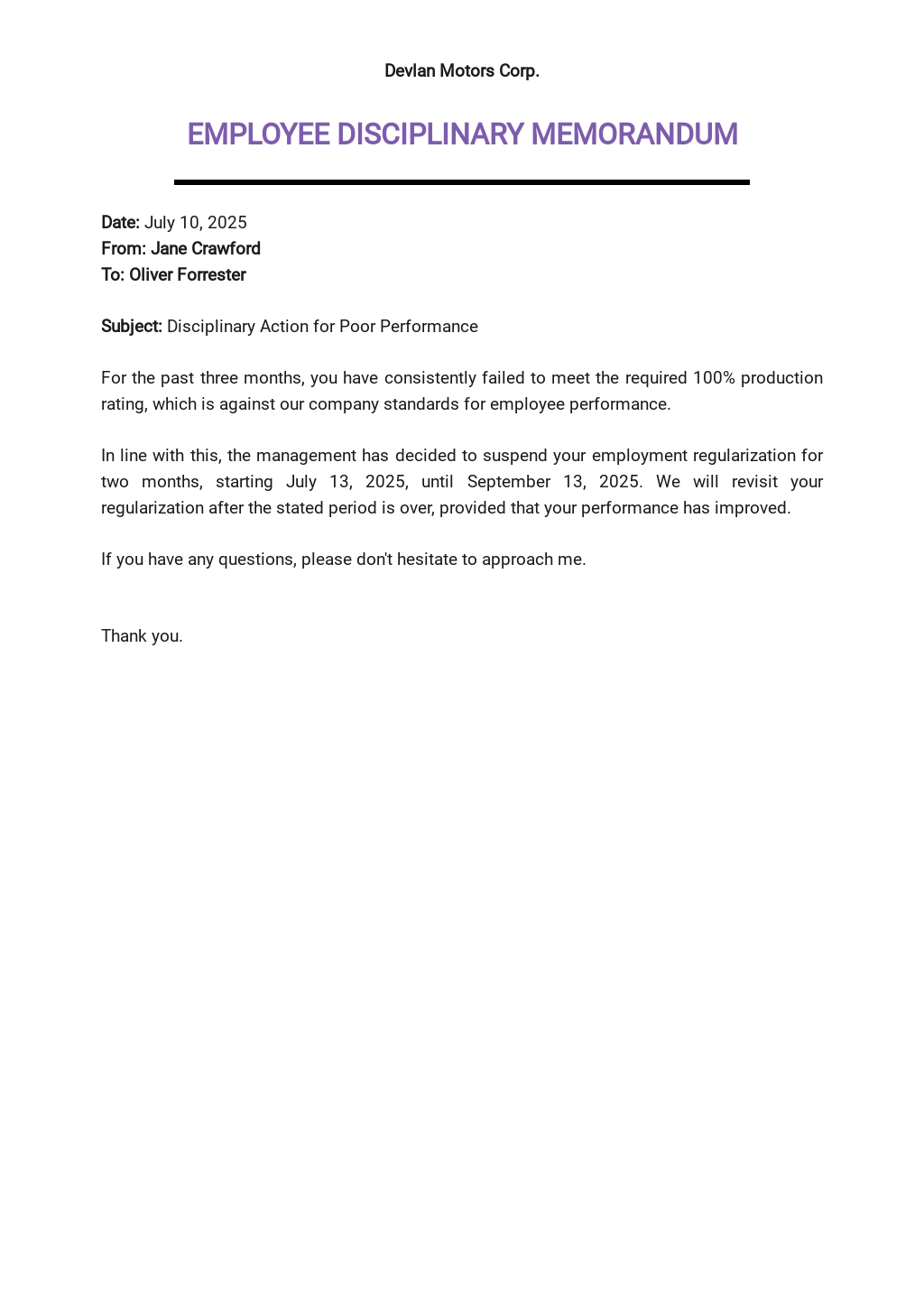 Sample Employee Memo Template Free PDF Word Template