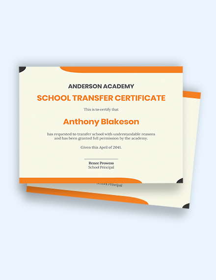 School Transfer Certificate Template - Google Docs, Illustrator ...