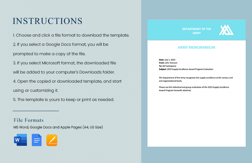 Army Memo Template - Word, Google Docs, Apple Pages | Template.net
