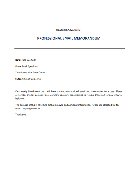 Free Sample Email Memo Template - Word | Template.net