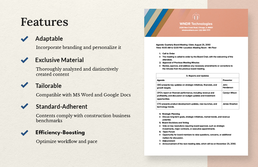 Board Meeting Agenda Template Download In Word Google Docs