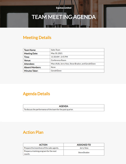 Sales Team Meeting Agenda Template - Google Docs, Word, Apple Pages ...