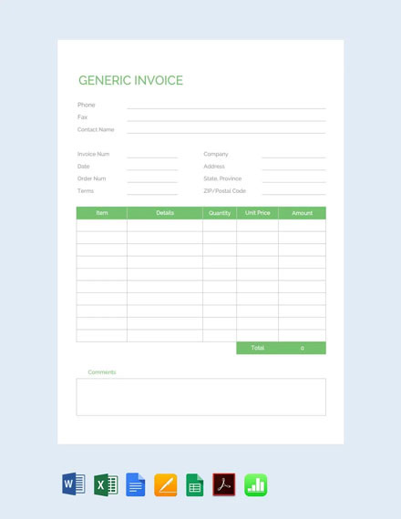 Generic Commercial Invoice Template - Download in Word, Google Docs ...