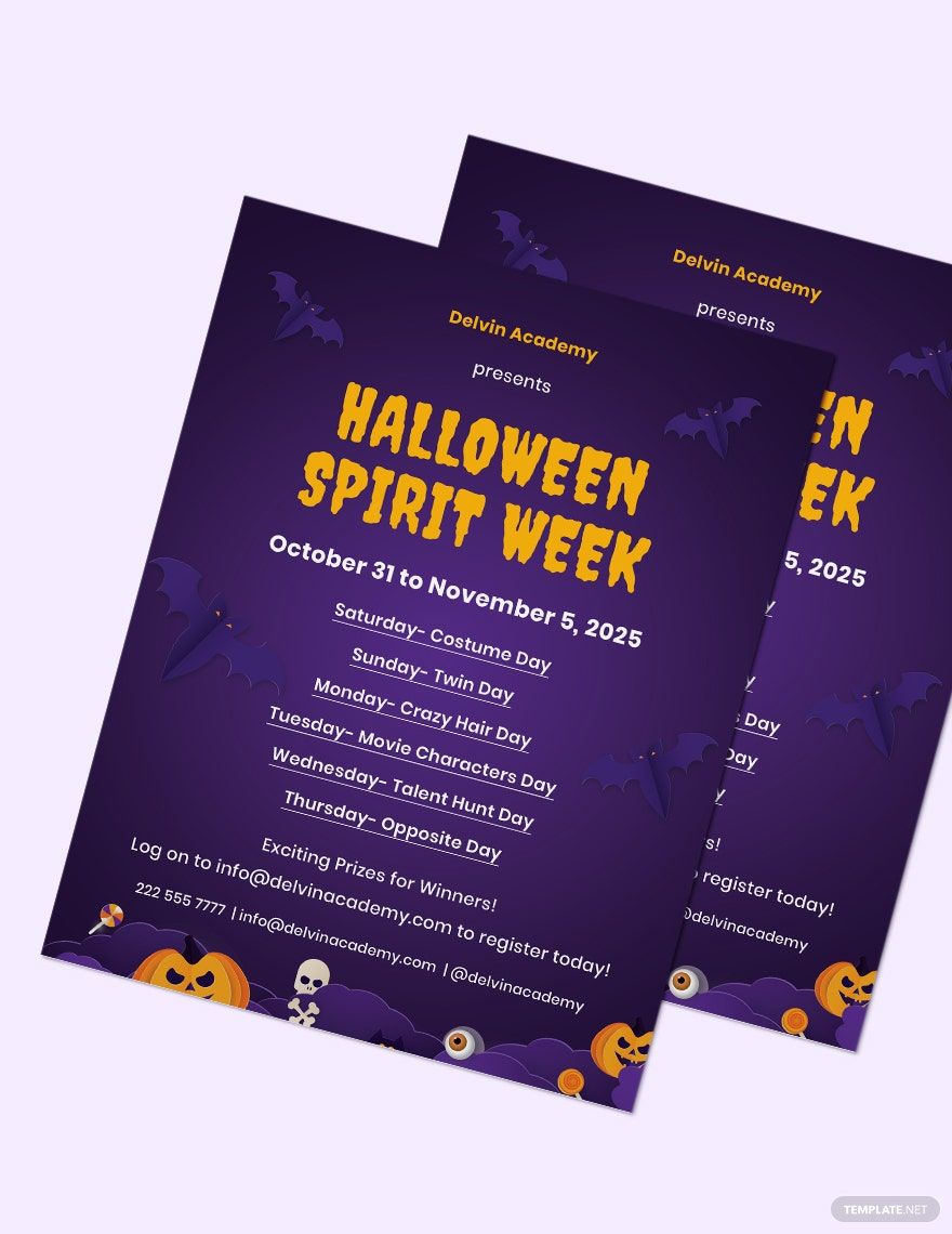 Free Halloween Spirit Week Flyer Template Download In Word Google 
