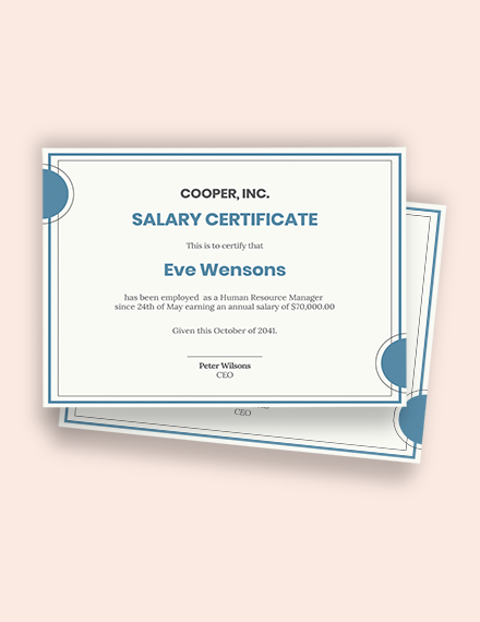 Salary Certificate Format Professional Word Templates