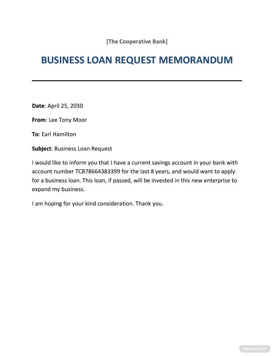 Loan Request Memo Template - Word | Template.net