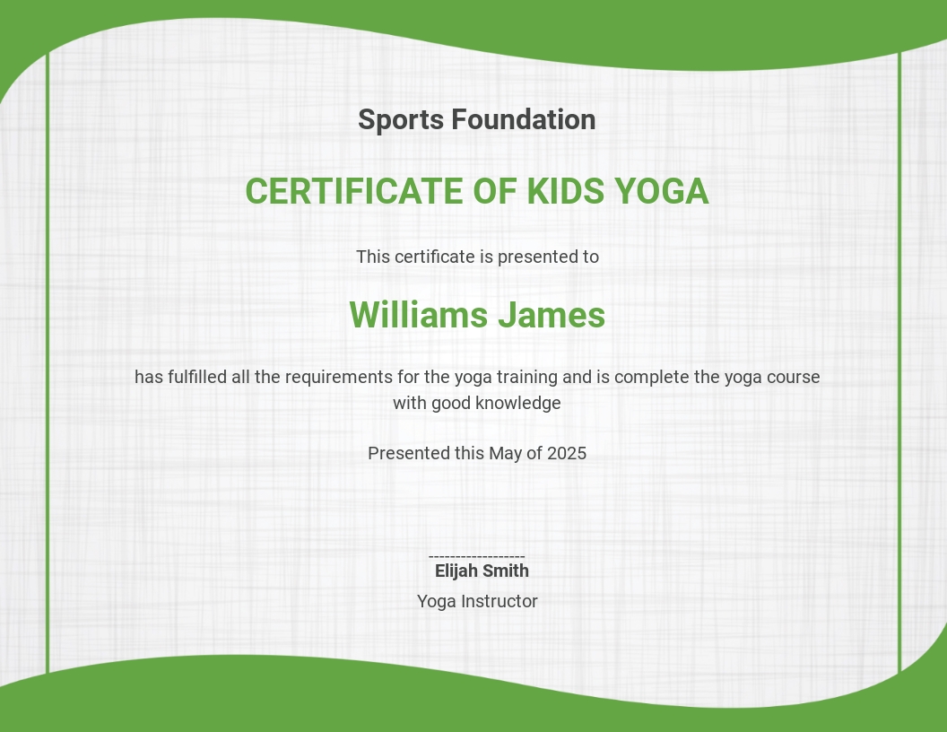 Yoga Teacher Certificate Template Word Template