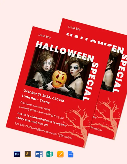 Halloween Event Flyer Template - Google Docs, Illustrator, Word, Apple ...