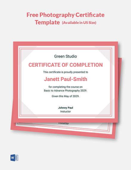 Photography Certificate of Participation Template - Edit Online ...