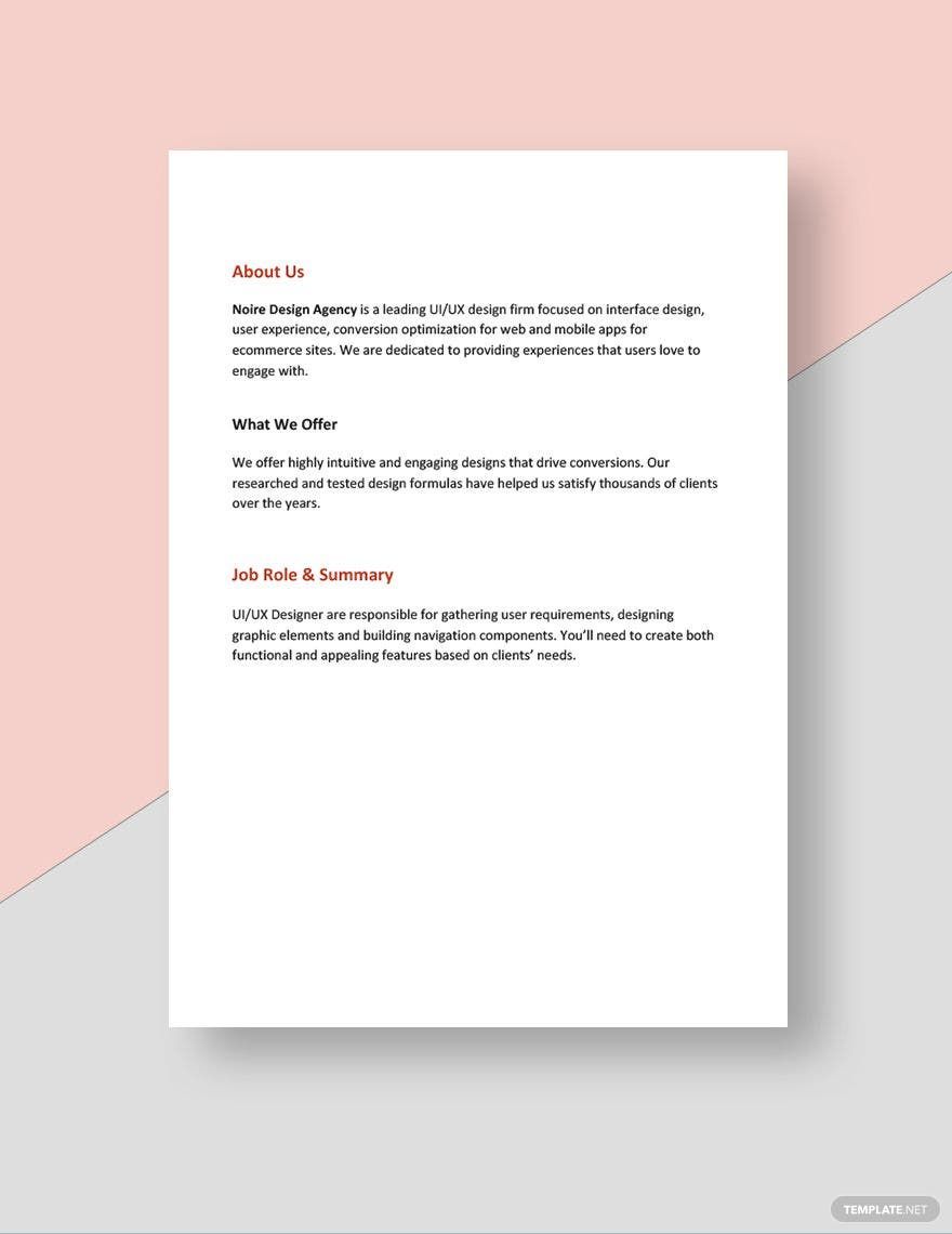Free Junior UI UX Designer Job Description Download In Word Google Docs PDF Template