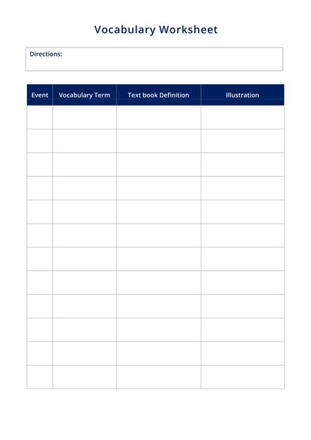 Vocabulary Worksheet Template Download 239 Sheets In Word Template