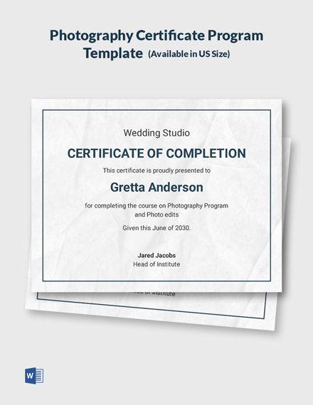 Free Photography Training Certificate Template - Word | Template.net
