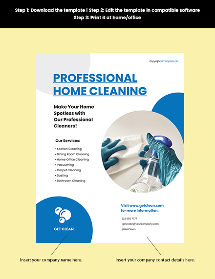Sample Cleaning Service Flyer Template - Illustrator, Word, PSD ...