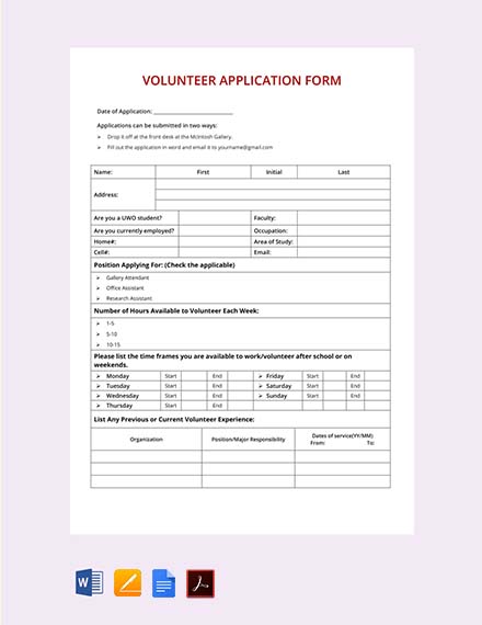 31+ FREE Volunteer Templates - PDF | Word (DOC) | Excel | PSD | Google ...