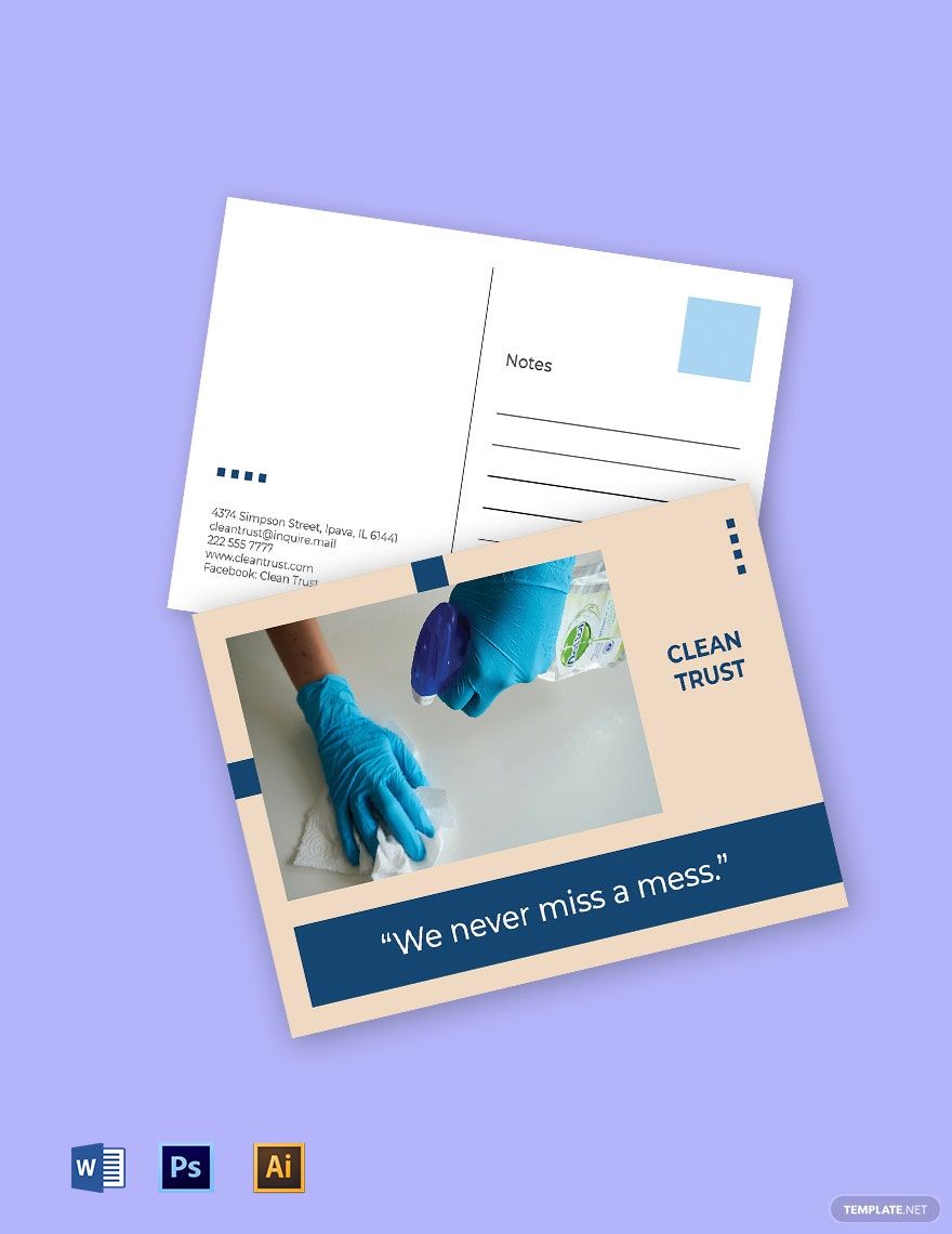 Free Professional Cleaning Service Postcard Template - Illustrator ...