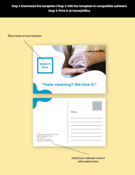 Free Sample Cleaning Service Postcard Template - Illustrator, Word, PSD ...
